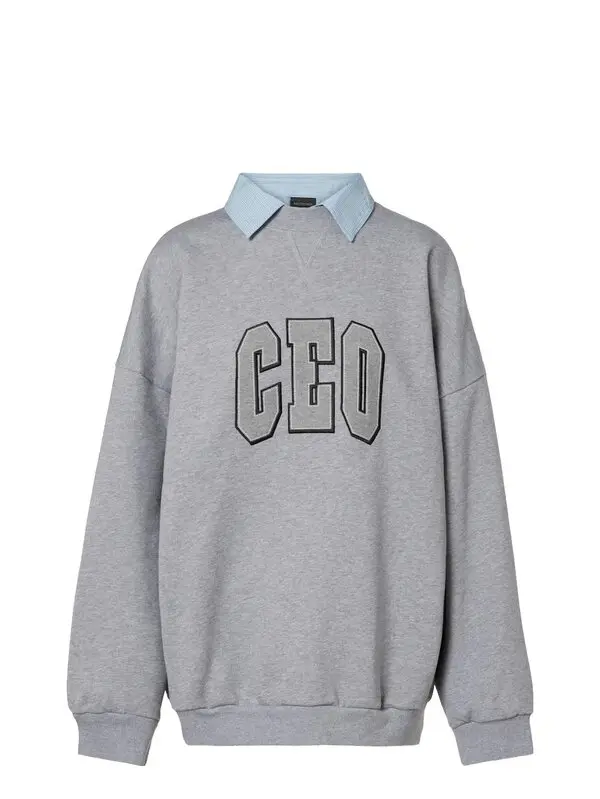 Balenciaga Ceo Team Cotton Fleece Sweatshirt - Grey