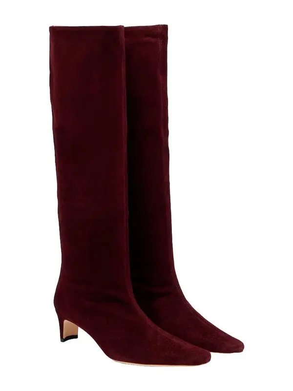 Staud Wally 55 Suede Knee-high Boots - Burgundy