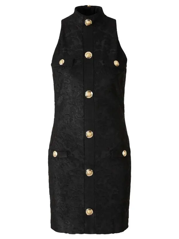 Balmain Jacquard Mini Dress - Black