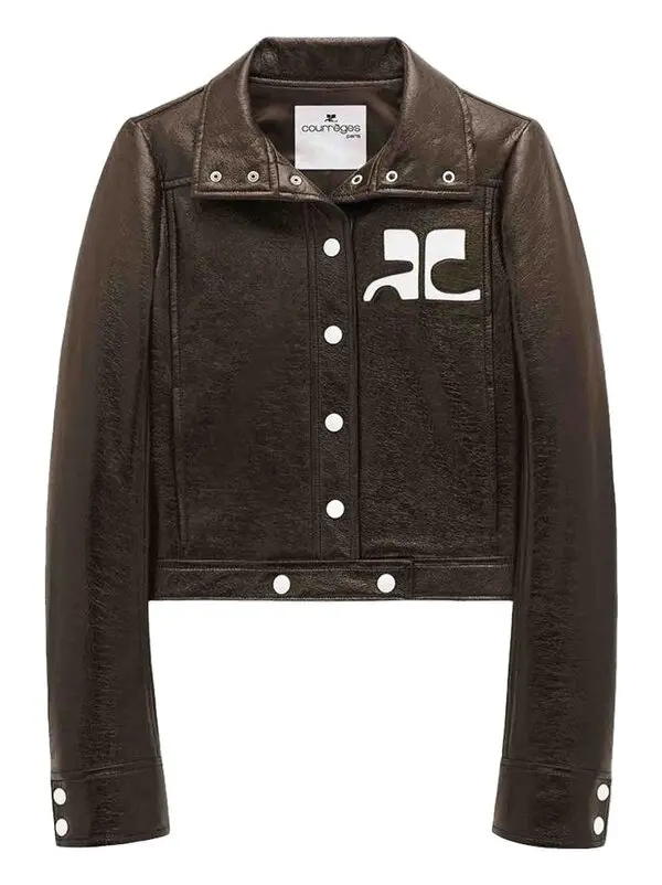 COURREGES Vinyl Biker Jacket - Brown