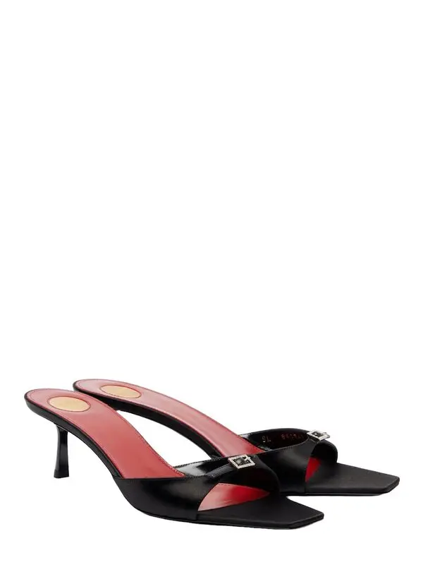 Saint Laurent Daisy 50 Satin Crêpe Mules - Black