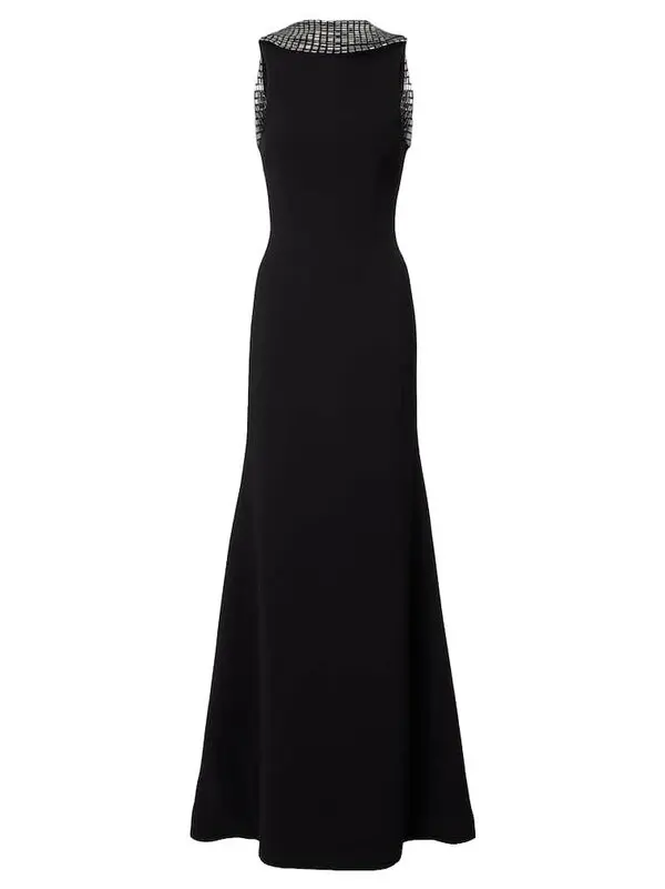 David Koma Embellished Cady Gown - Black