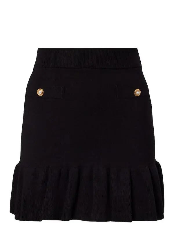 Alessandra Rich Cotton And Cashmere Miniskirt - Black