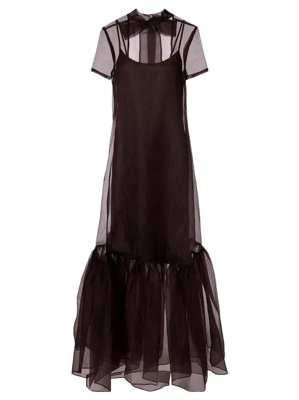 Staud Calluna Organza Maxi Dress - Brown