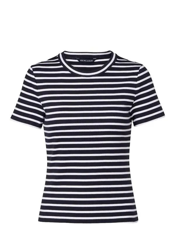Veronica Beard Pruitt Striped Cotton-blend T-shirt - Black