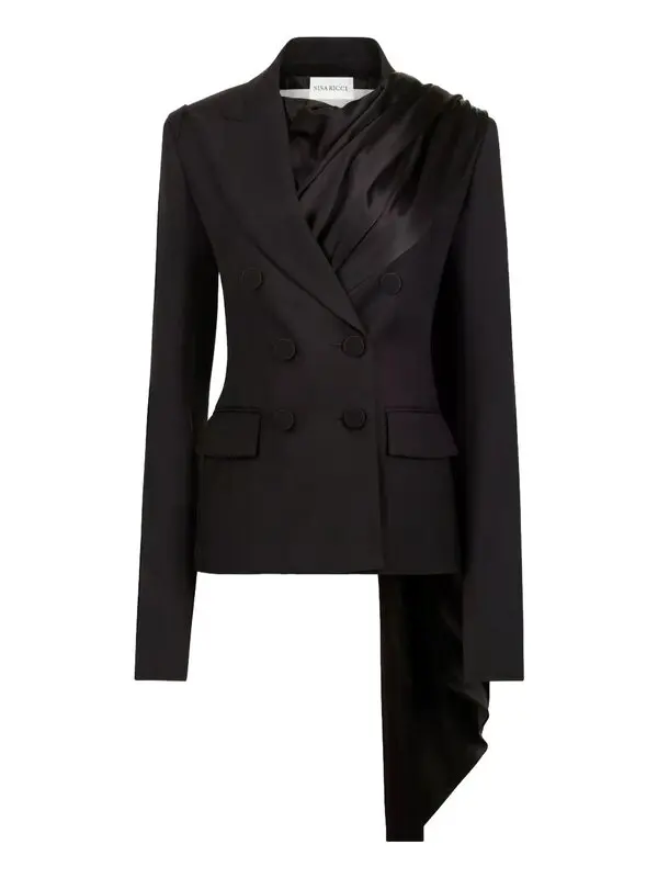 Nina Ricci Draped Scarf Blazer - Black