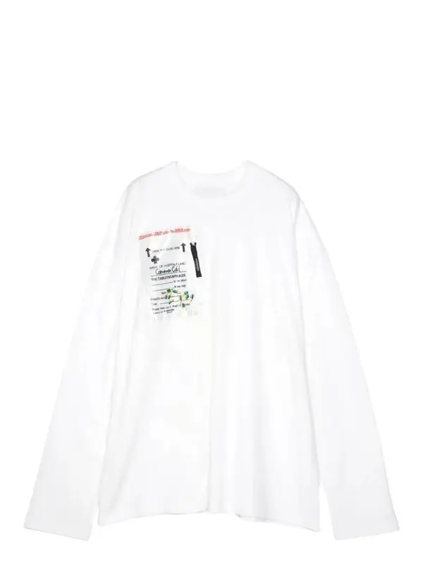 YOSHIOKUBO Label-print Long-sleeve T-shirt - White