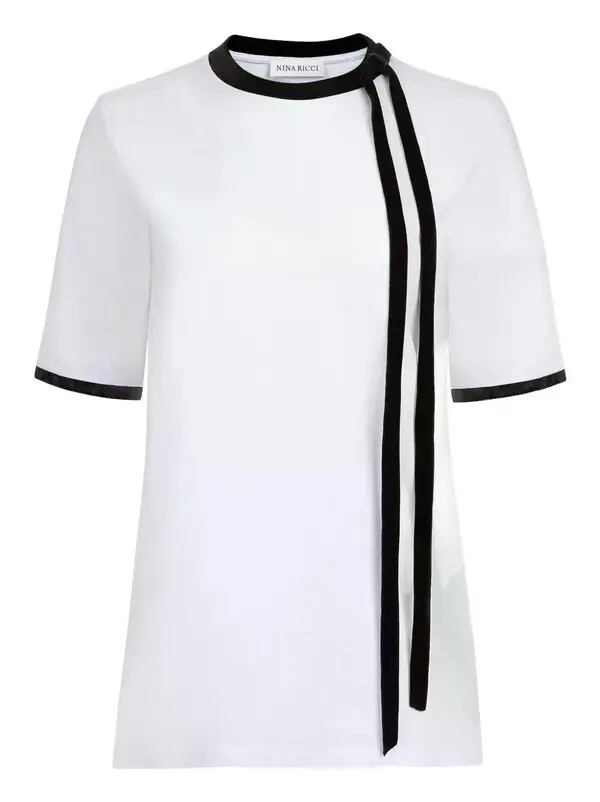 Nina Ricci Velvet-trimmed Bow T-shirt - White