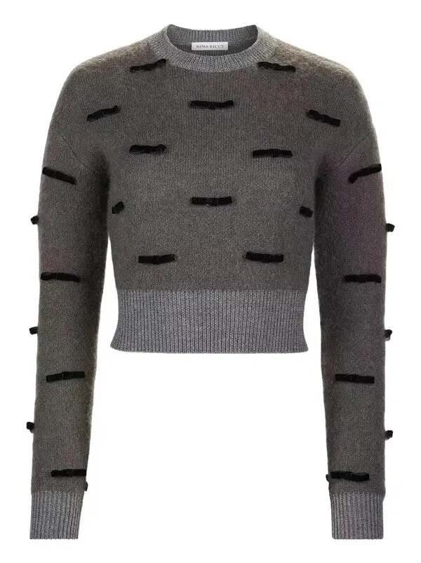 Nina Ricci Bow-embellished Mohair Sweater - Grey