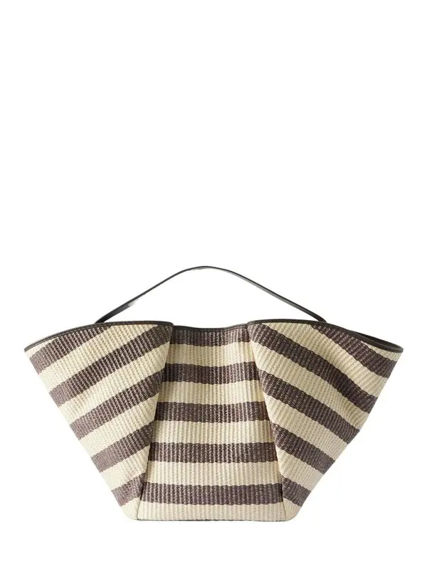 Brunello Cucinelli Leather-trimmed Striped Raffia Tote - Brown