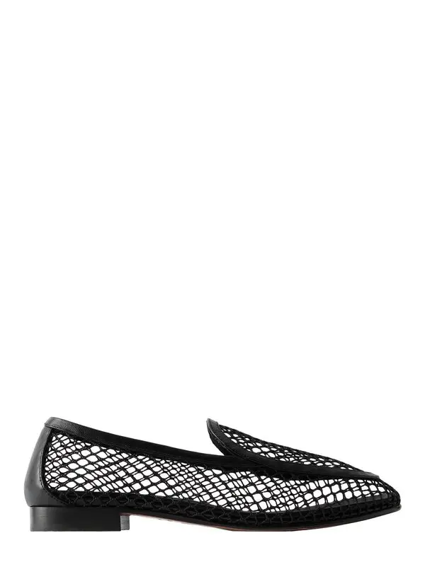 AQUAZZURA Saint Germain Fishnet Loafers - Black