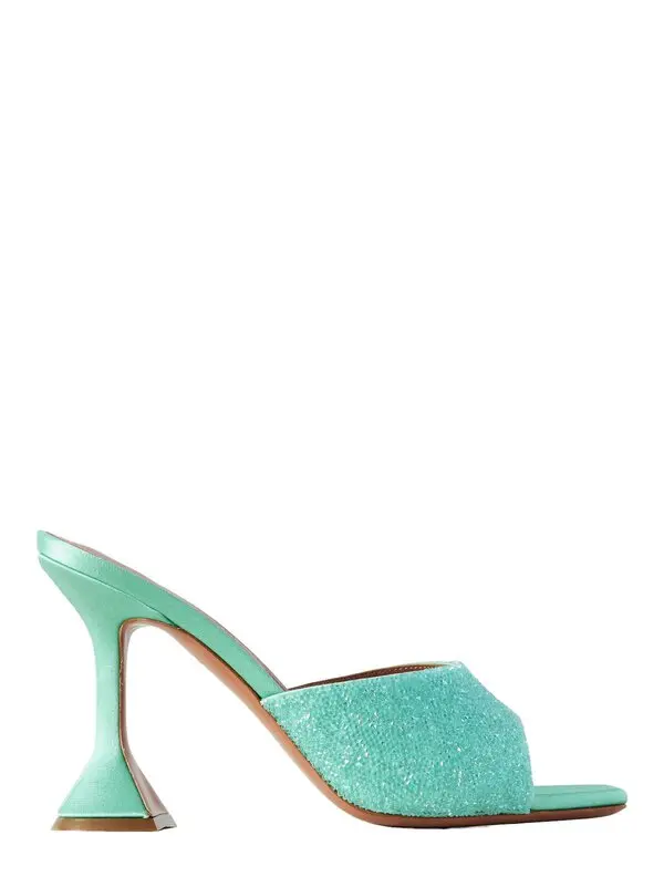 Amina Muaddi Lupita Crystal-embellished Mules - Green