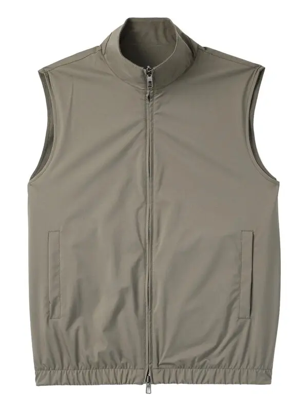 Loro Piana Slim-fit Reversible Windwish™ Twill And Wool Gilet - Green