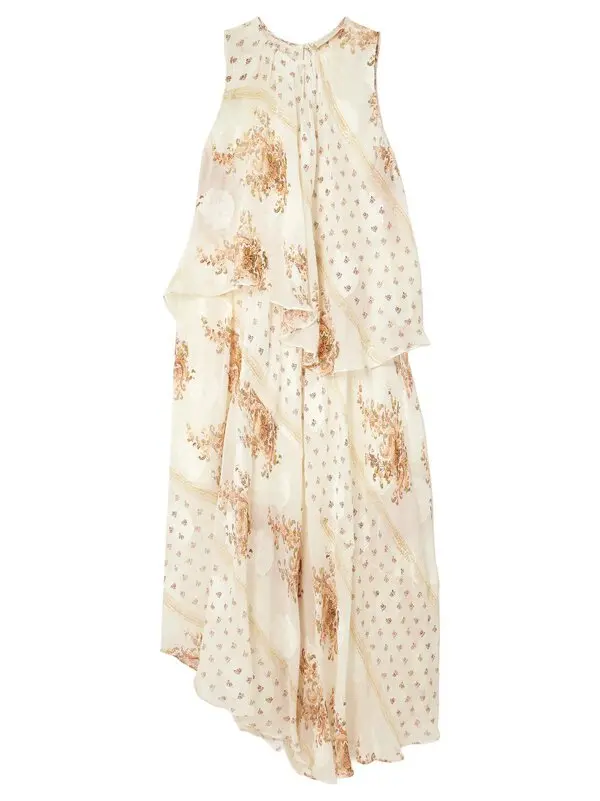 Ulla Johnson Caprice Asymmetric Layered Silk-blend Dress - Cream