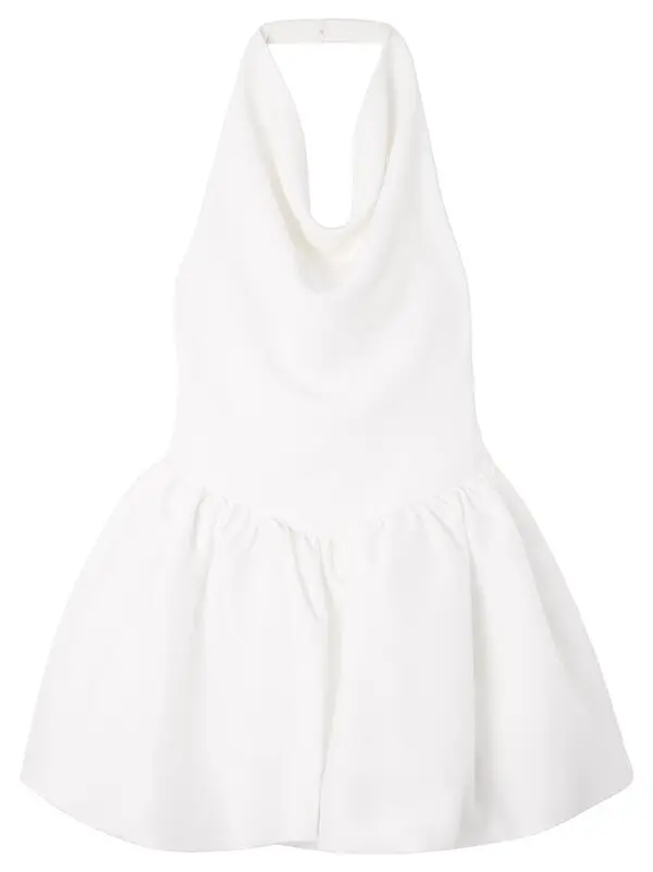 SELF-PORTRAIT Draped Halterneck Mini Dress - White