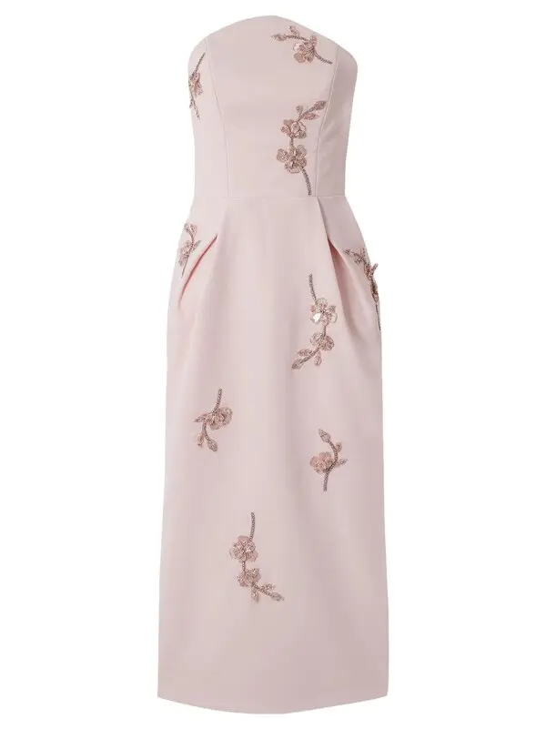 Sabina Bilenko Lisa Pleated Embellished Cady Midi Dress - Pink