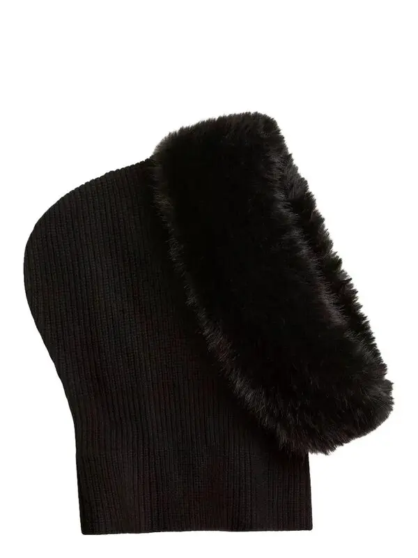 Nina Ricci Faux-fur Trim Wool Balaclava - Black