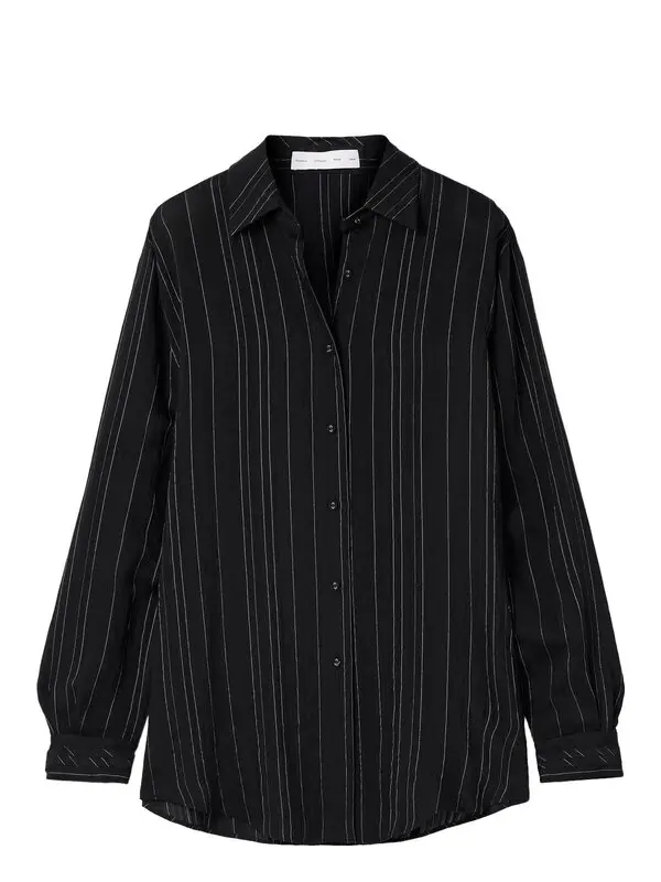 Proenza Schouler White Label Raven Striped Voile Shirt - Black