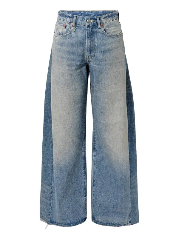 R13 D'arcy Paneled Low-rise Wide-leg Jeans - Blue