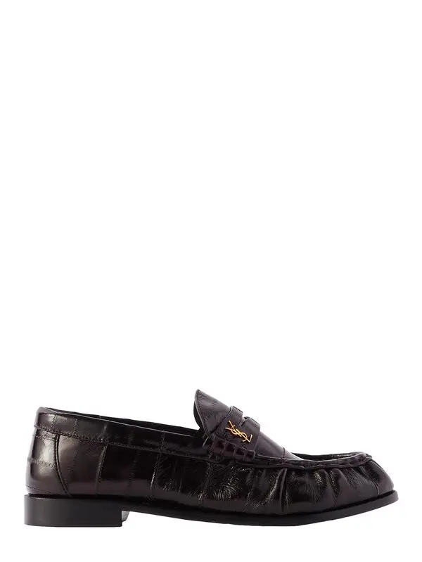 Saint Laurent Le Loafer Eel Loafers - Brown