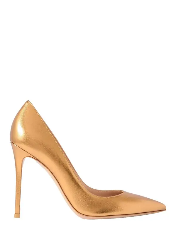GIANVITO ROSSI 105 Metallic Leather Pumps - Gold
