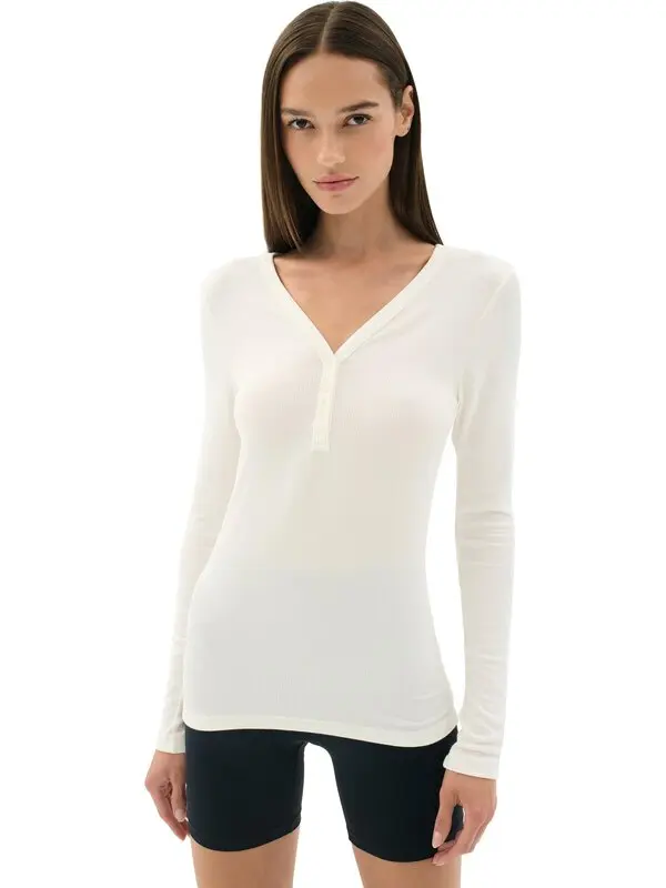 Splits59 Louise Ribbed Henley - White