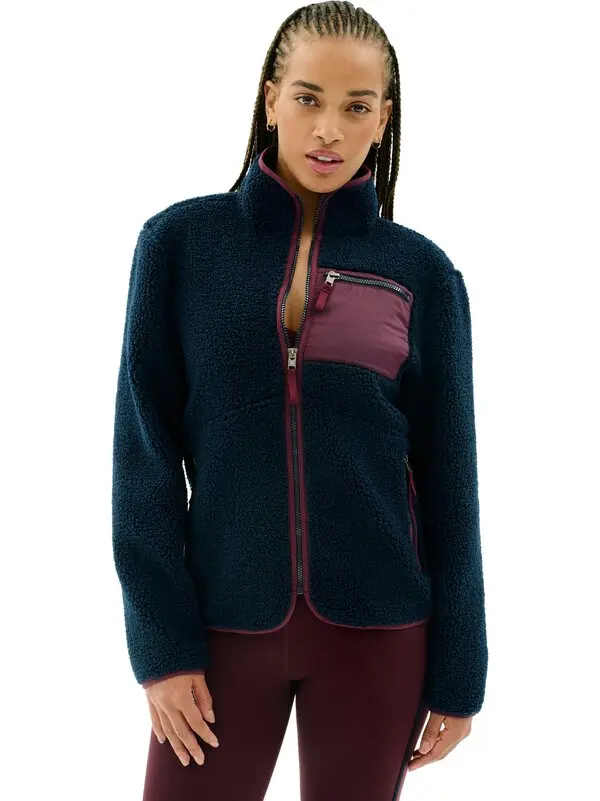 Splits59 Harris Sherpa Fleece Jacket - Indigo/dark Cherry