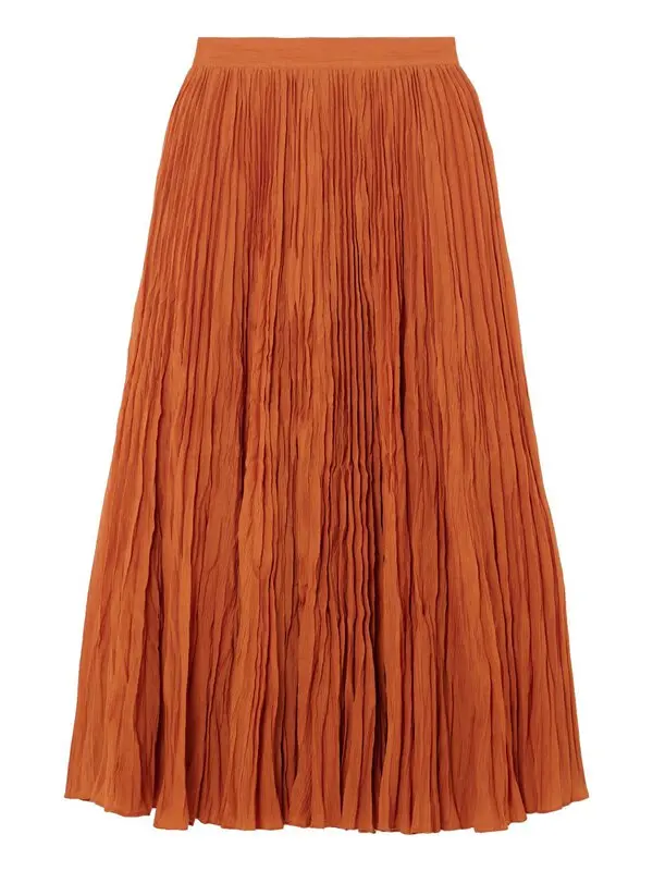 TOTÊME Plissé Organic Cotton-blend Maxi Skirt - Orange