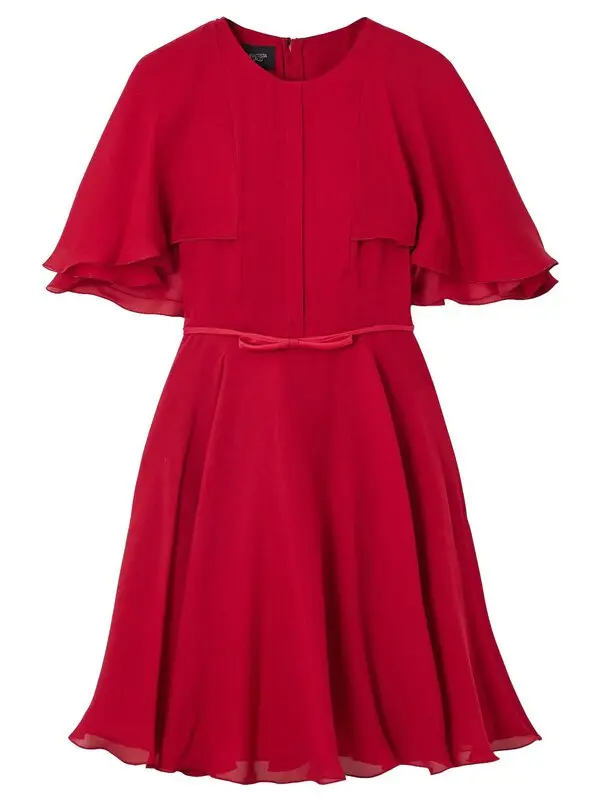 Giambattista Valli Cape-effect Silk-chiffon Mini Dress - Red