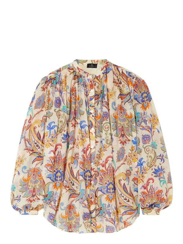 Etro Paisley-print Cotton-voile Blouse - Neutrals