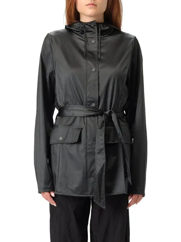 Rains Belted Jacket - Black