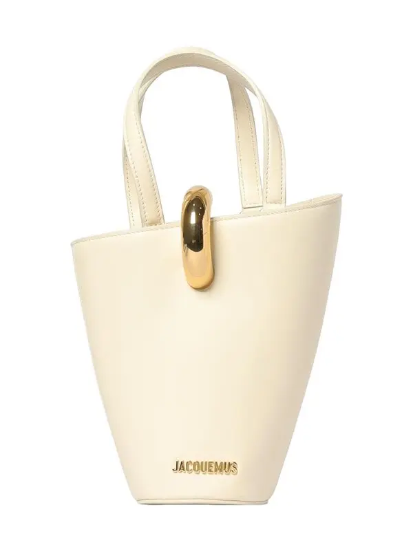 Jacquemus Leather Handbag With Gold Tone Hardware - Ivory