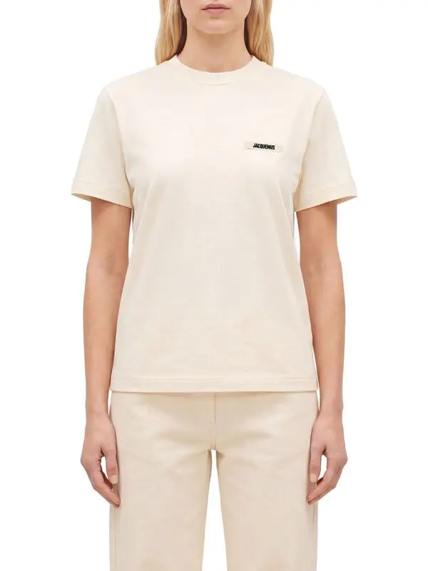 Jacquemus Short Sleeve Stretch-cotton Crewneck T-shirt - Beige