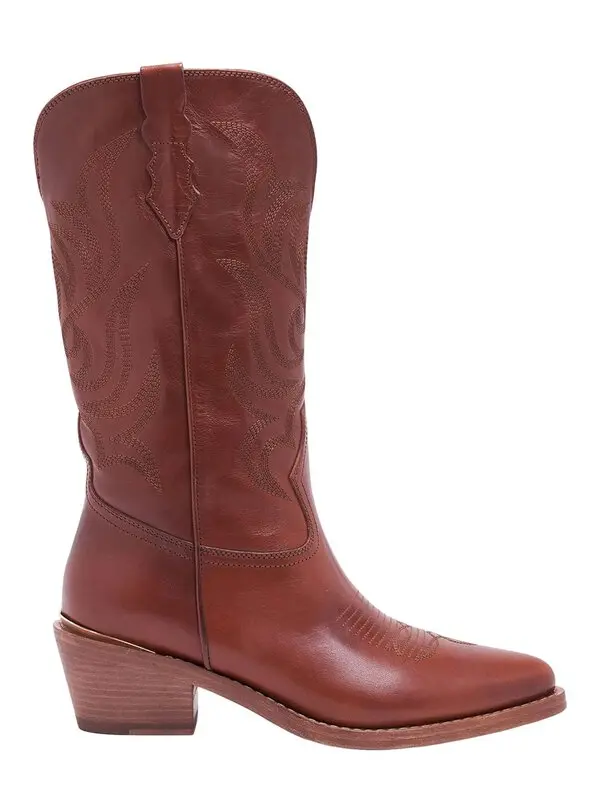 Partlow Gigi Leather Western Boots - Cuoio