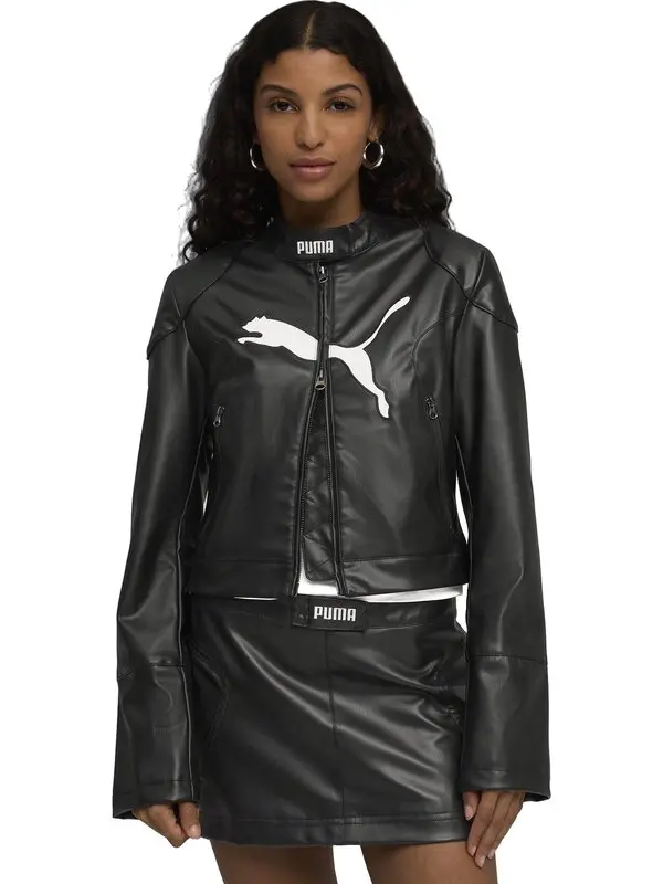 PUMA Pleather Racer Jacket - Black
