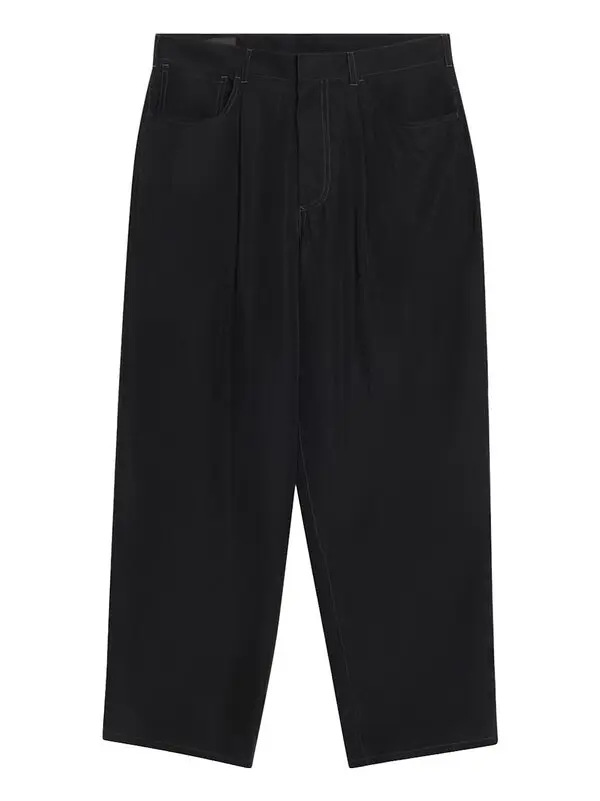 Giorgio Armani Relaxed-fit Pleated Lyocell Trousers - Solid Black