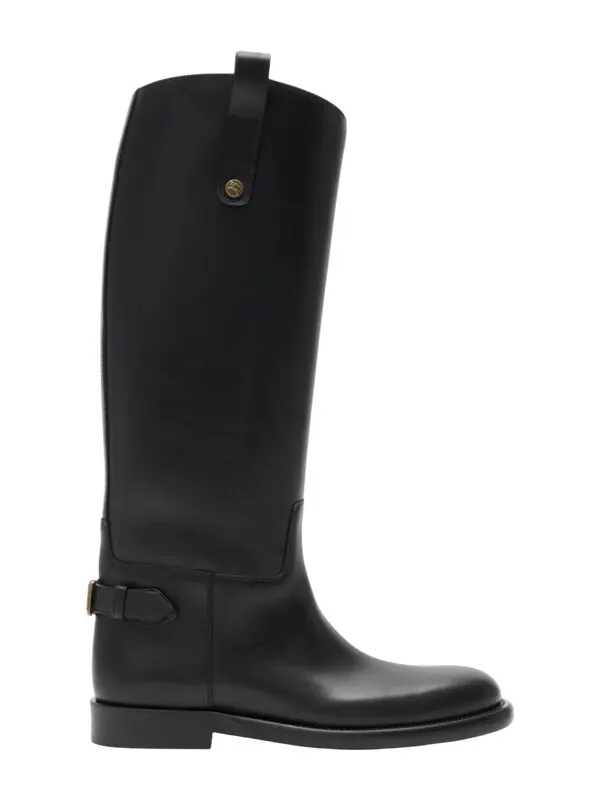 Burberry Leather Cavalier Boots - Black