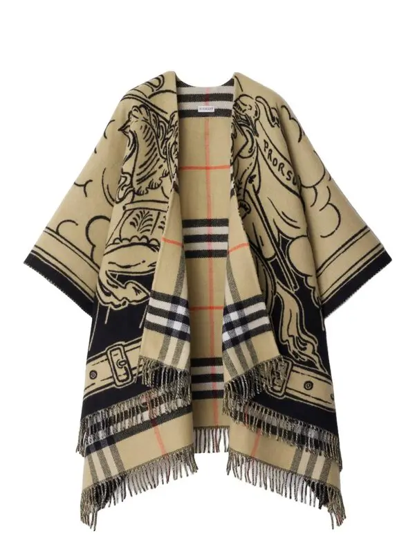Burberry Equestrian Knight Wool Cape - Sand