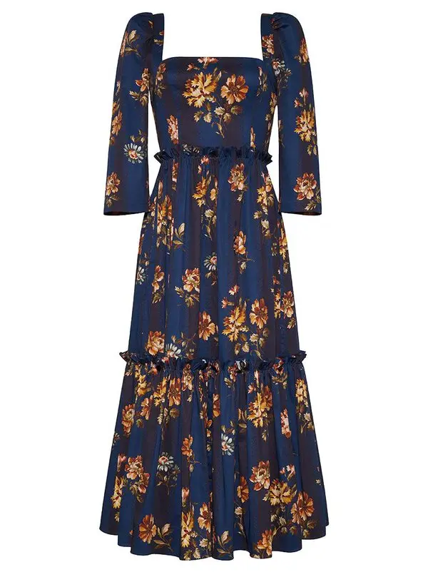Cara Cara Blue Hill Midi Dress - Amour Flora Navy