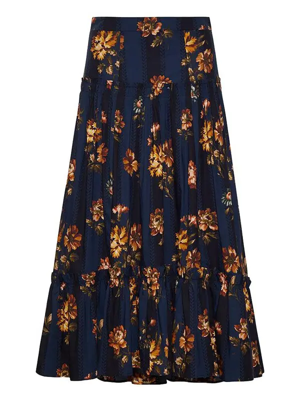Cara Cara Tisbury Tiered Ruffle Skirt - Amour Flora Navy