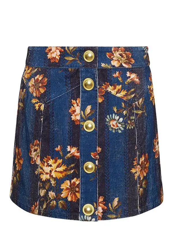 Cara Cara Juniper Cotton Corduroy Mini Skirt - Amour Flora Navy