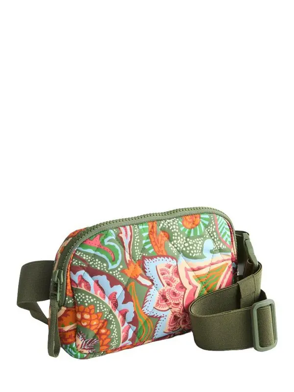 VERA BRADLEY Woodward Small Belt Bag In Leaf Me Not Paisley - Green/orange