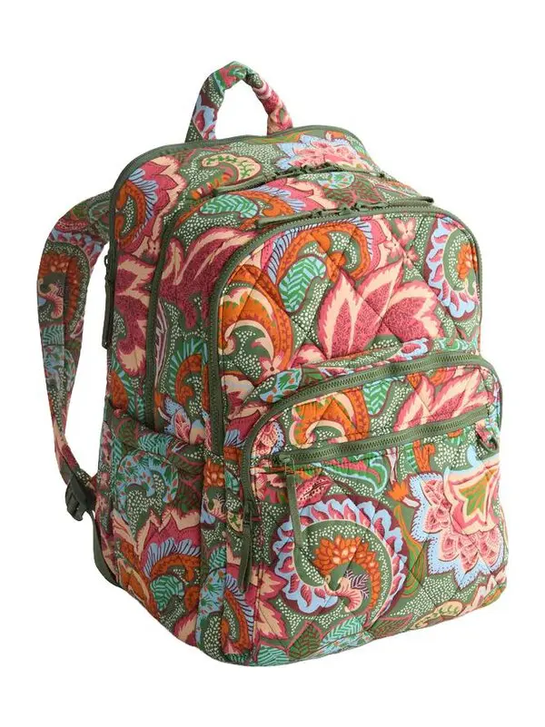 VERA BRADLEY Xl Bancroft Printed Backpack - Green/orange