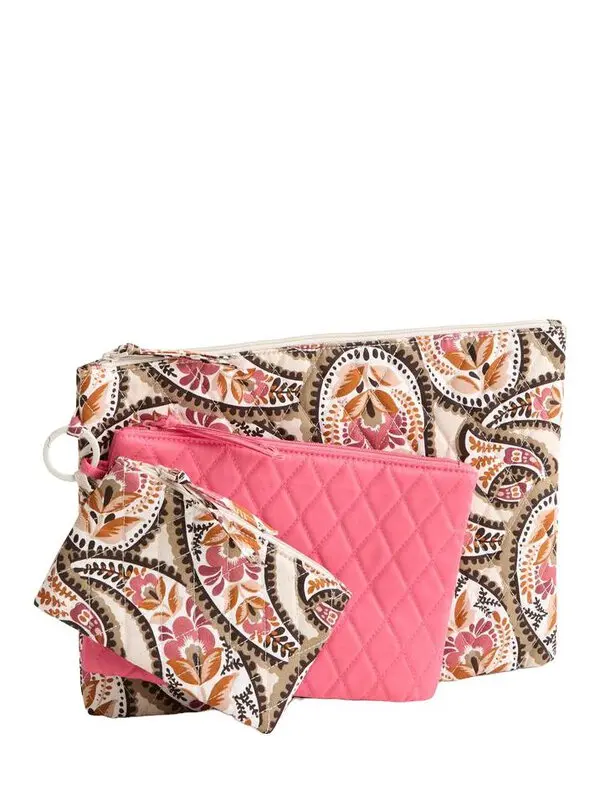 VERA BRADLEY 3-piece Blooming Paisley Pouch Organizer Set - Brown/pink