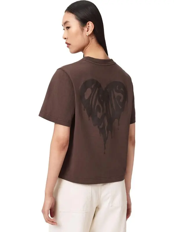 ALLSAINTS Lisa Trip Graphic Boxy T-shirt - Brown