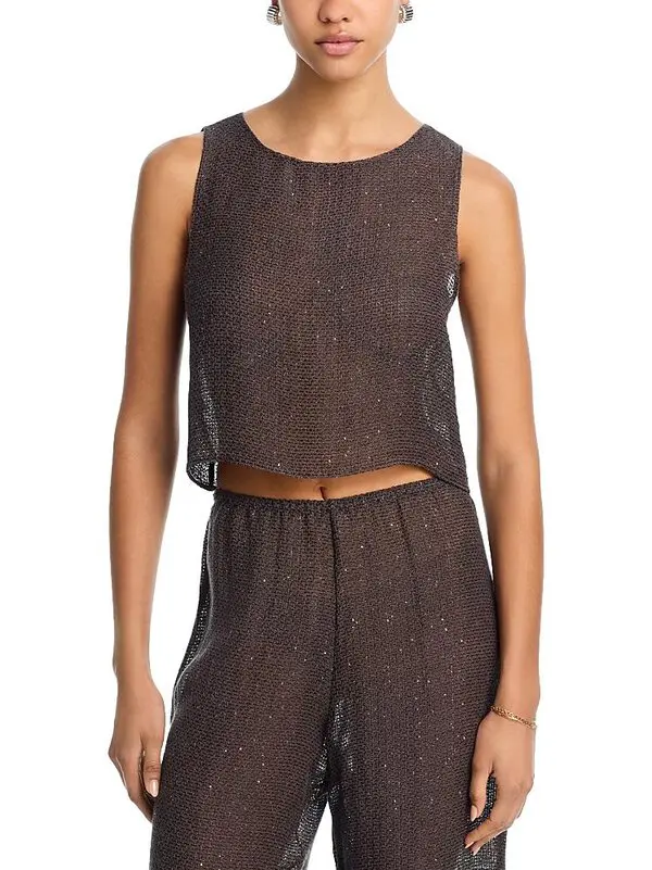 LESET Stella Crop Sleeveless Top - Oyster