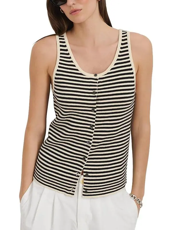 ALEX MILL Striped Louisa Vest - Cream/black