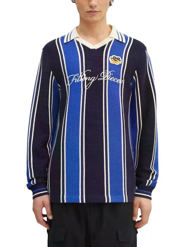 Filling Pieces Striped Polo-neck Sweater - Blue