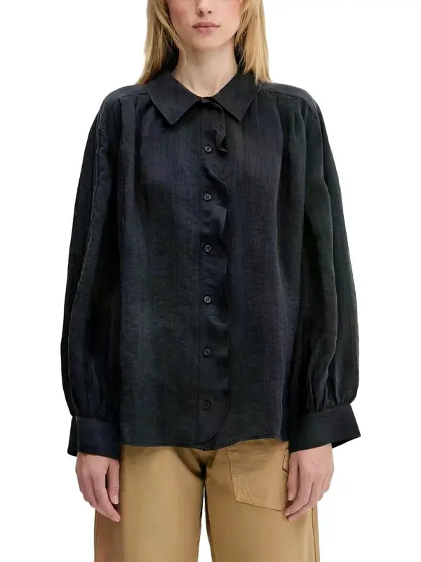 SAMSOE SAMSOE Ruffled Balloon-sleeve Shirt - Black