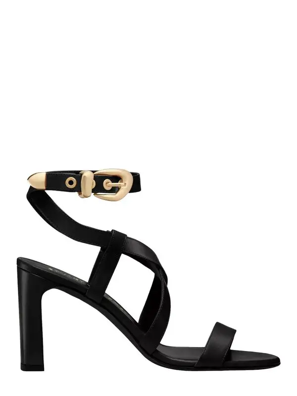 STUART WEITZMAN Buckle-embellished Crossover Sandals - Black